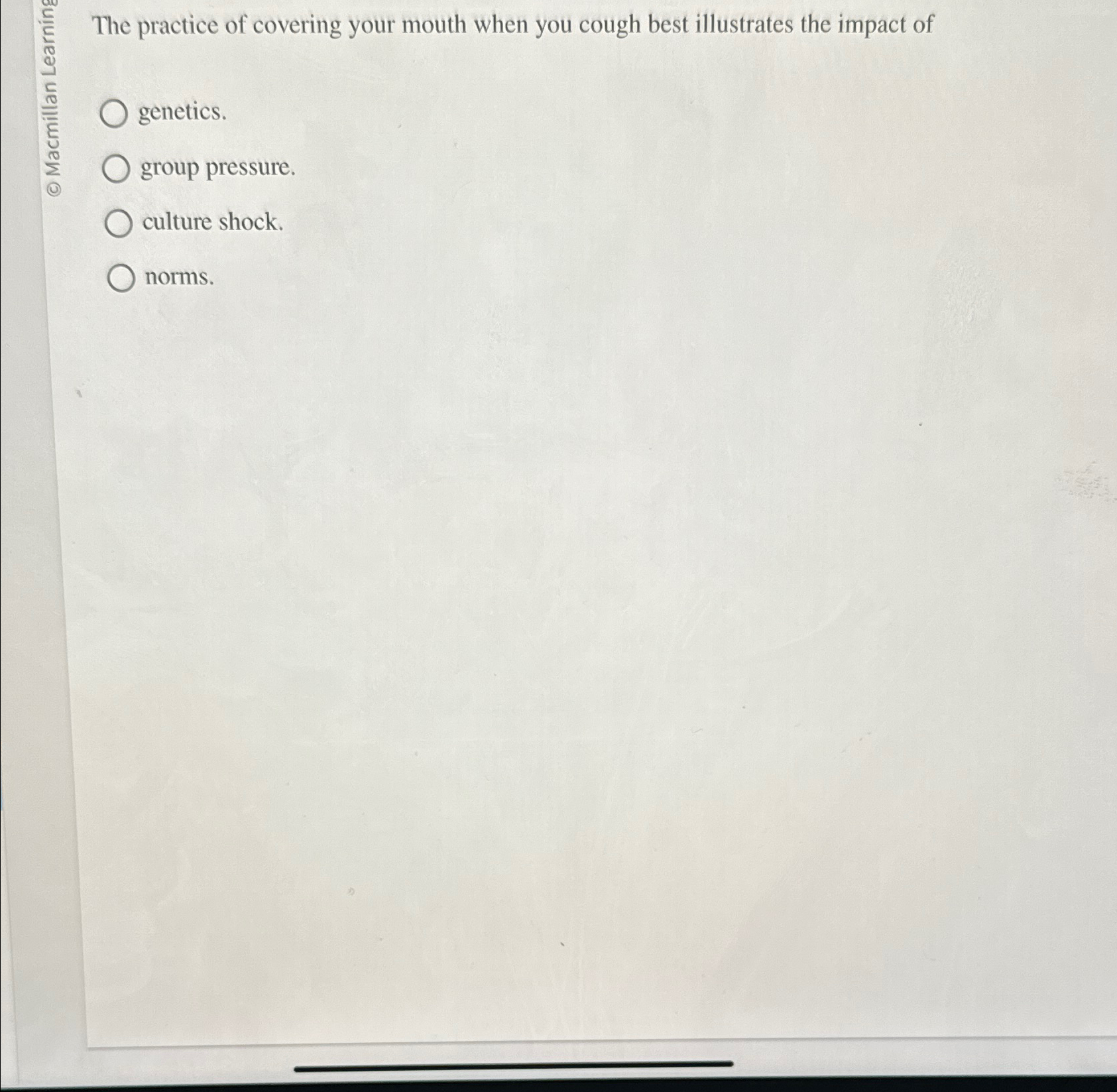Solved The practice of covering your mouth when you cough | Chegg.com