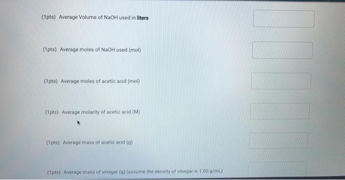 Solved Data And Report Submission - Titration (2pts) | Chegg.com