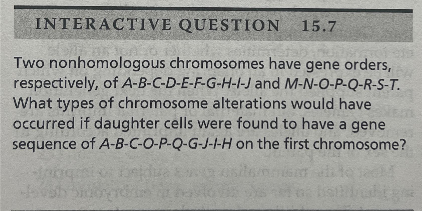 Solved INTERACTIVE QUESTION 15.7Two nonhomologous | Chegg.com