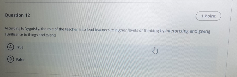 Solved Question 12According to Vygotsky, the role of the | Chegg.com