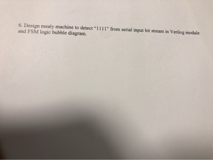 Solved 6. Design mealy machine to detect "1111" from serial | Chegg.com
