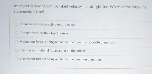 Solved An Object Is Moving With Constant Velocity In A