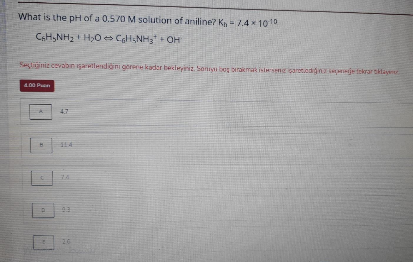Solved What is the pH of a 0.570 M solution of aniline? Kb = | Chegg.com