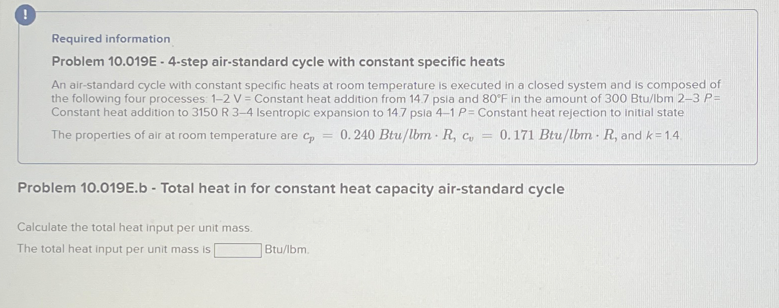 Solved !Required informationProblem 10.019E - 4-step | Chegg.com