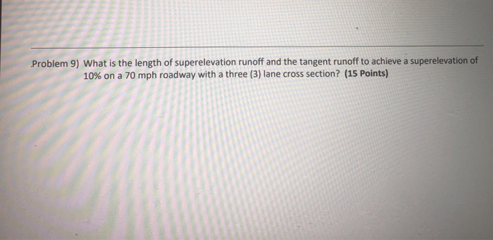 Solved Problem 9) What is the length of superelevation | Chegg.com