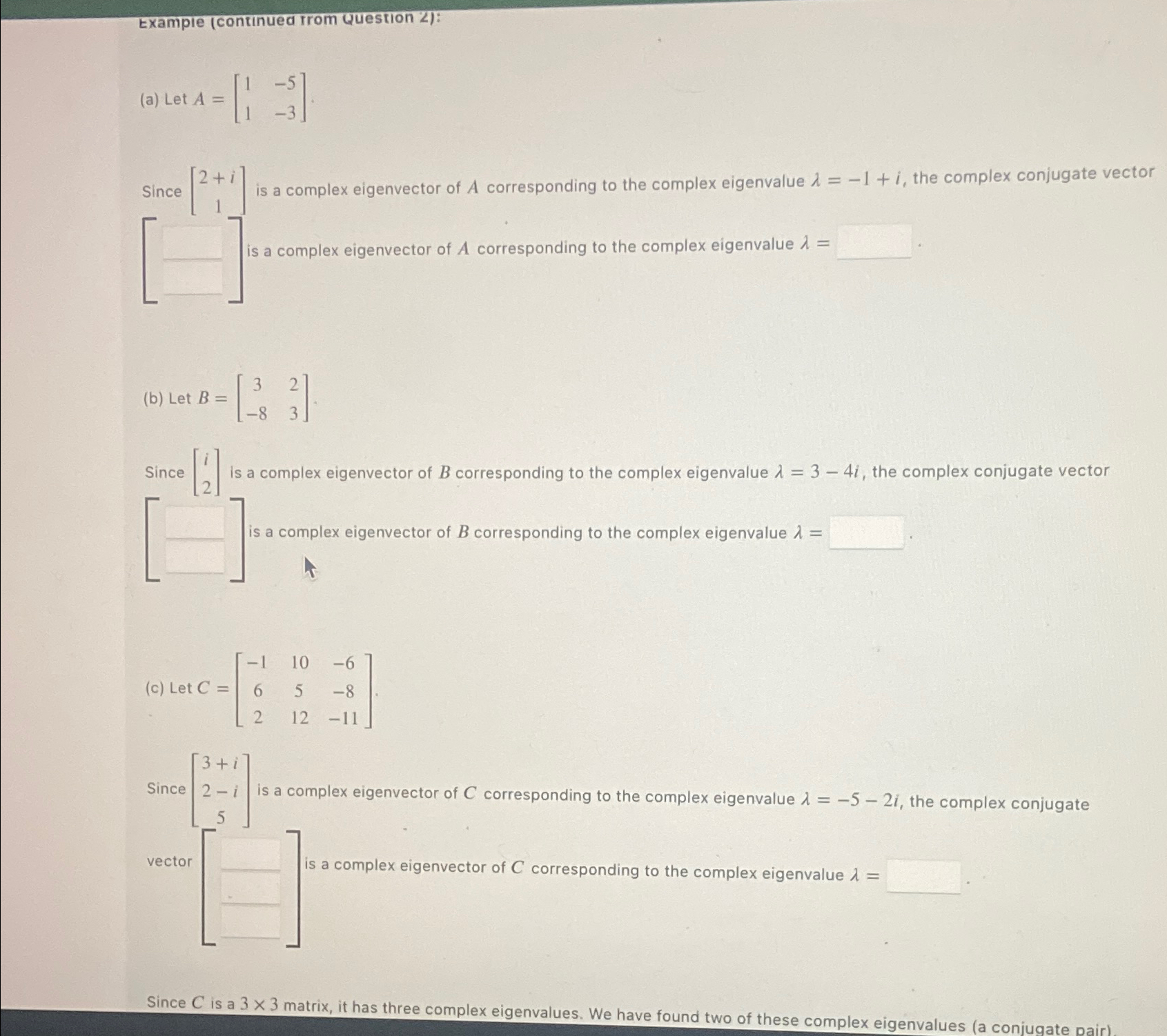 Solved Exampie (continued rrom Question 2):(a) ﻿Let | Chegg.com