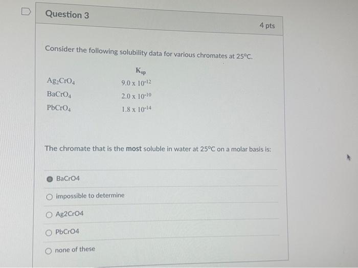 Solved Consider the following solubility data for various | Chegg.com
