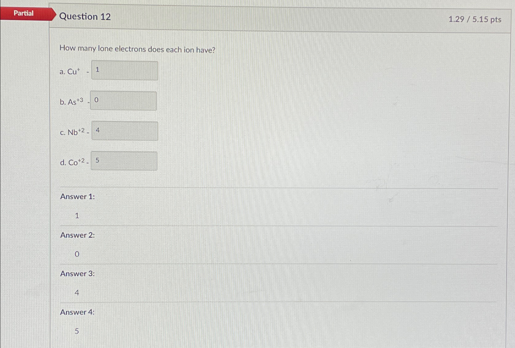 Solved PartialQuestion 121.295.15 ﻿ptsHow many lone | Chegg.com