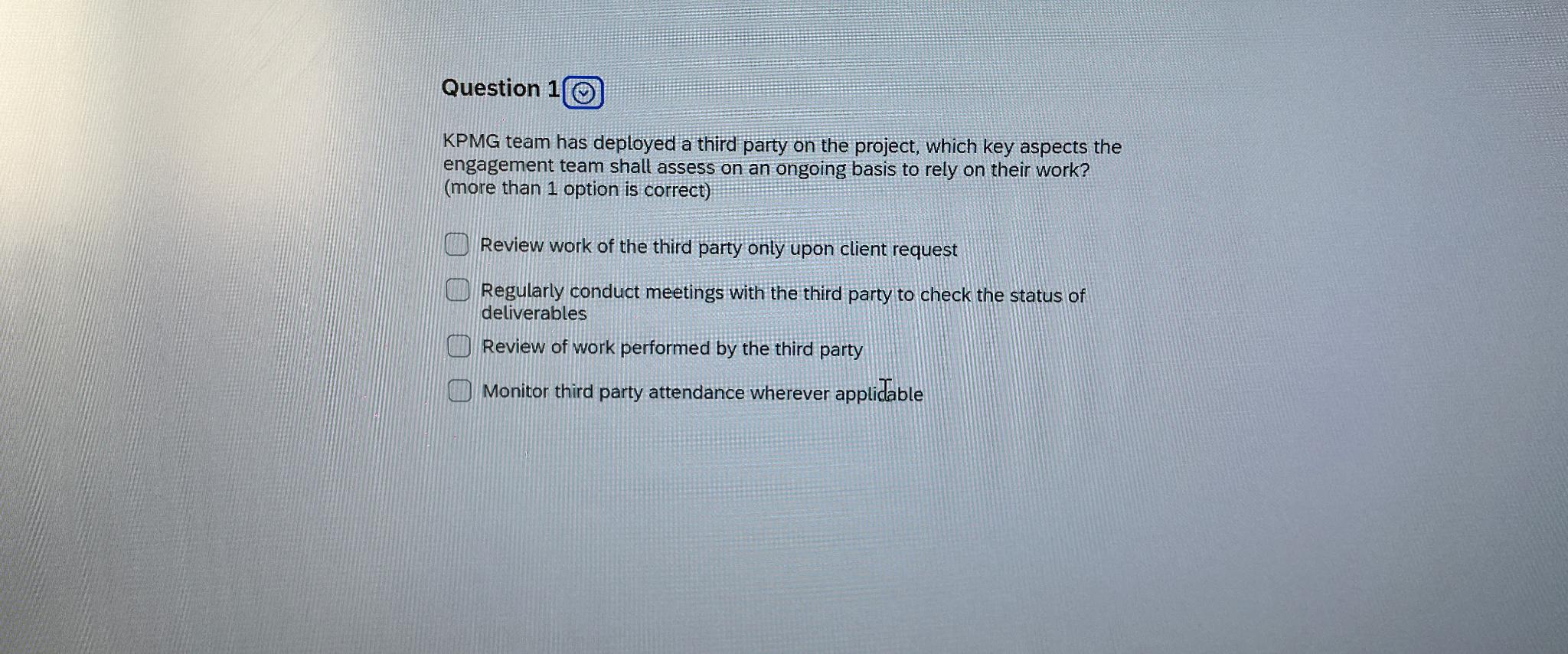Solved Question 1KPMG team has deployed a third party on the | Chegg.com