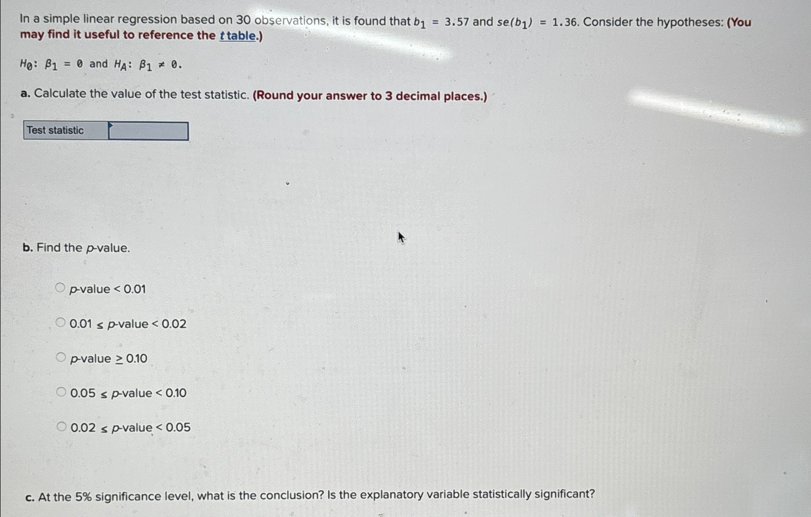 Solved In a simple linear regression based on 30 | Chegg.com