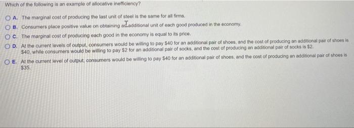 Solved Which of the following is an example of allocative | Chegg.com