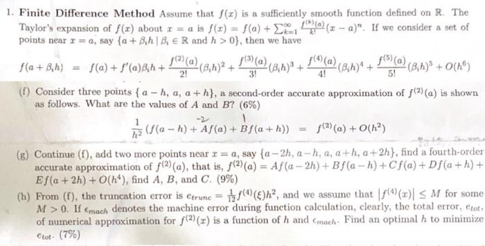 Solved Finite Difference Method Assume that f(x) is a | Chegg.com