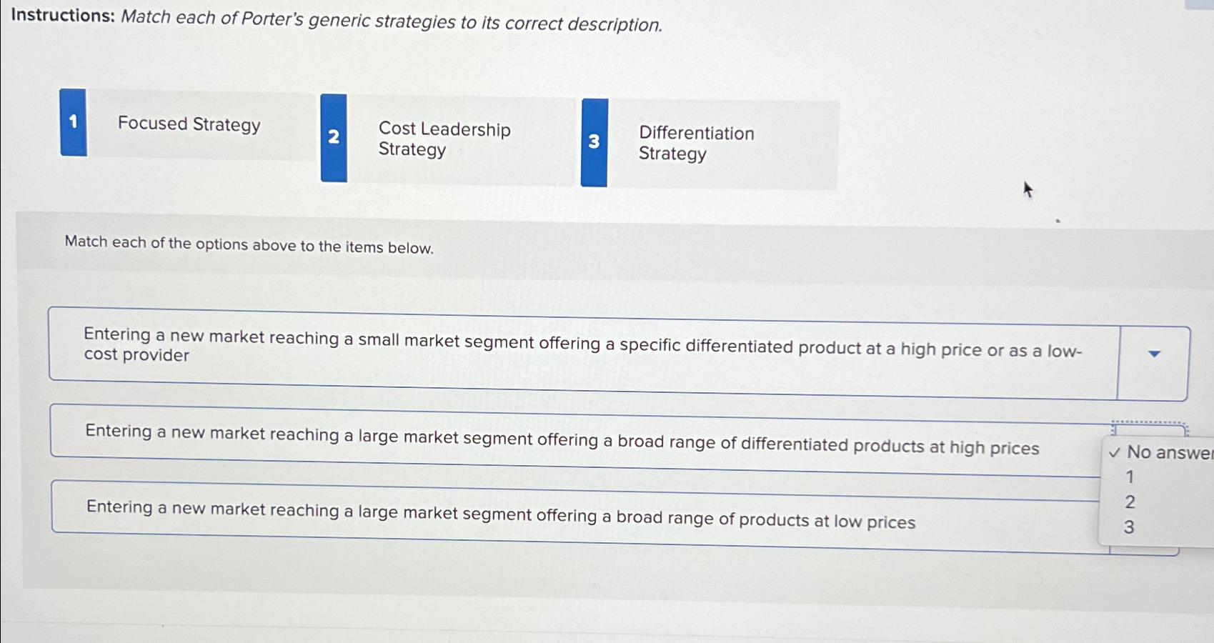 Solved Instructions: Match each of Porter's generic | Chegg.com