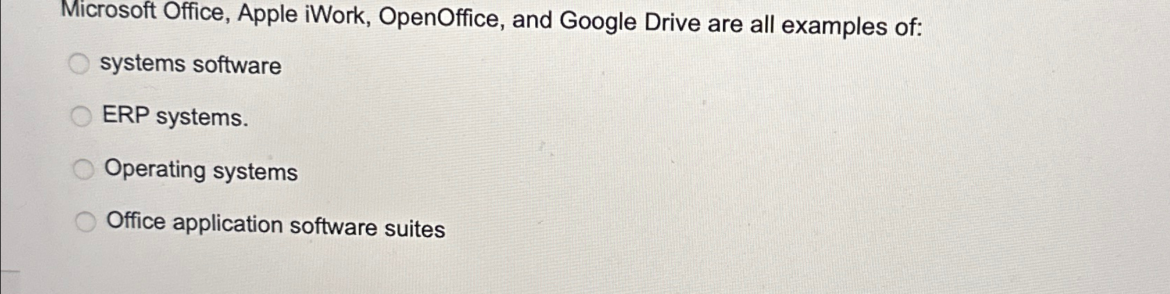 Solved Microsoft Office, Apple iWork, OpenOffice, and Google | Chegg.com