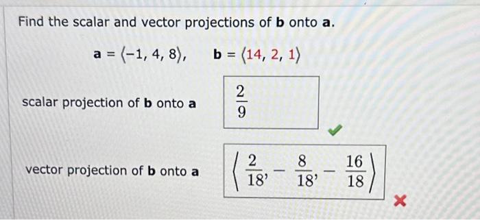 Solved Find the scalar and vector projections of b onto a. | Chegg.com