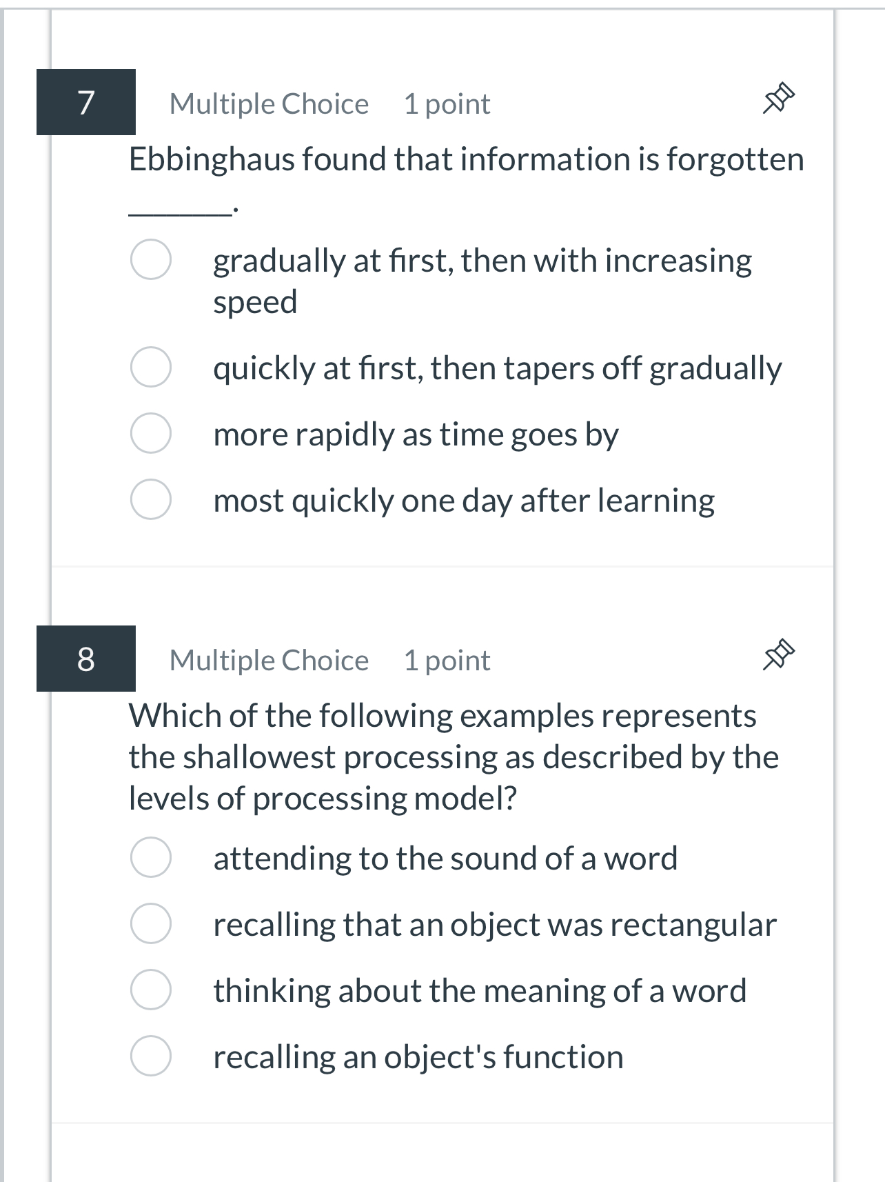 Solved 7Multiple Choice1 ﻿pointEbbinghaus found that | Chegg.com