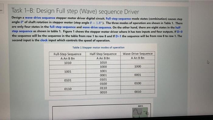 Solved tion Task 1-A: Design Half Step Sequence Driver | Chegg.com