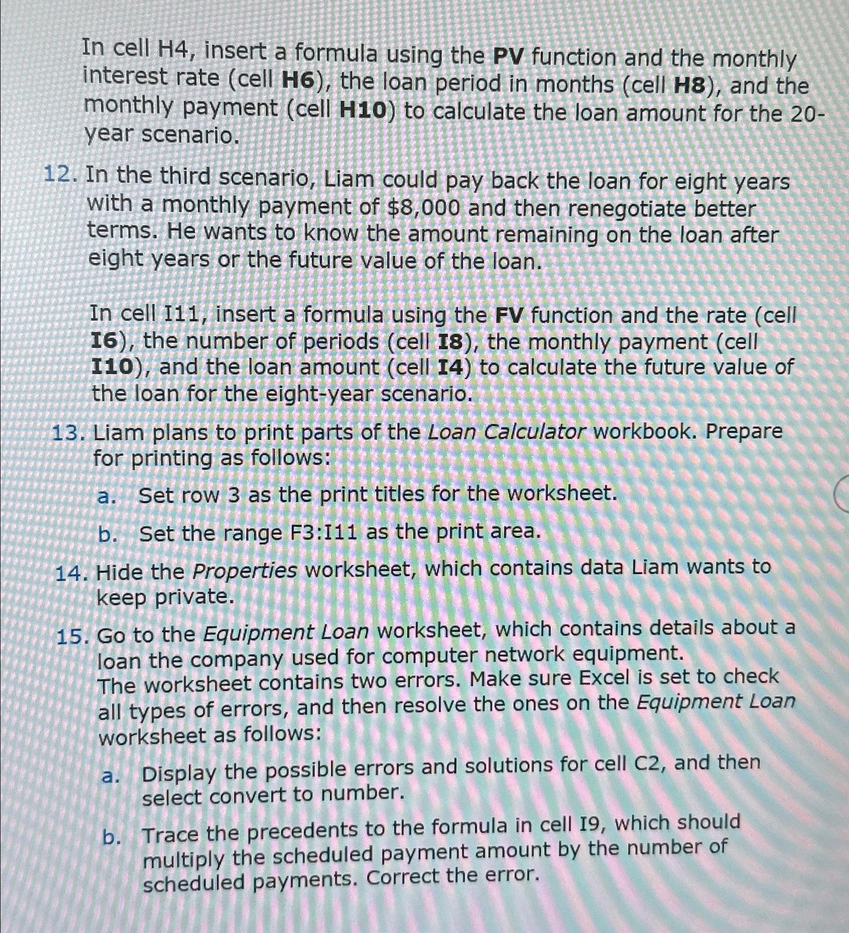 Solved In cell H4, ﻿insert a formula using the PV function | Chegg.com