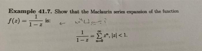 Solved Example 41.7. Show that the Maclaurin series | Chegg.com