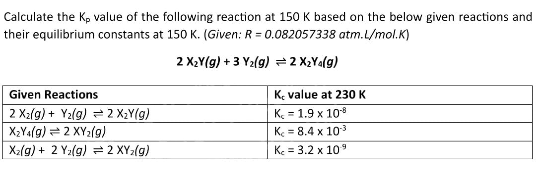 Solved Calculate the Kp ﻿value of the following reaction at | Chegg.com