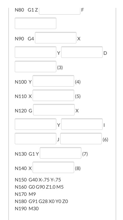 Solved Write a CNC program using cutter diameter | Chegg.com