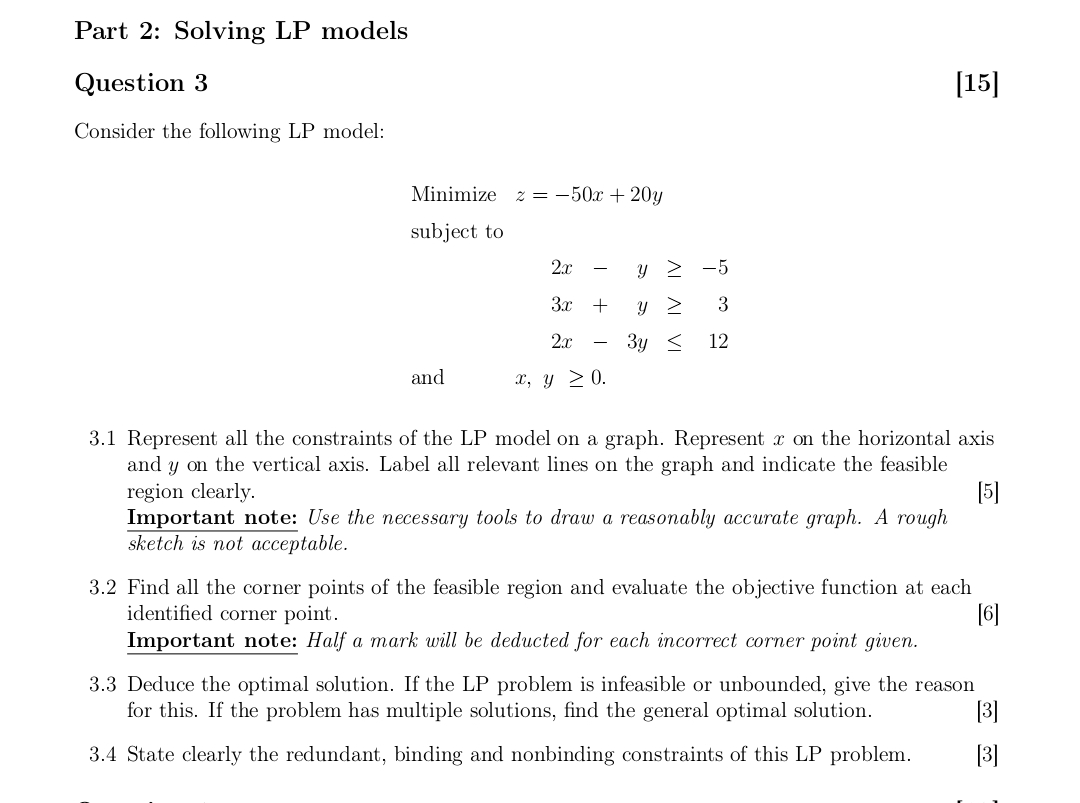 Solved Part 2: Solving LP modelsQuestion 3Consider the | Chegg.com