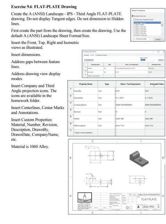 1 Exercise 9.6: FLAT-PLATE Drawing Create the A | Chegg.com