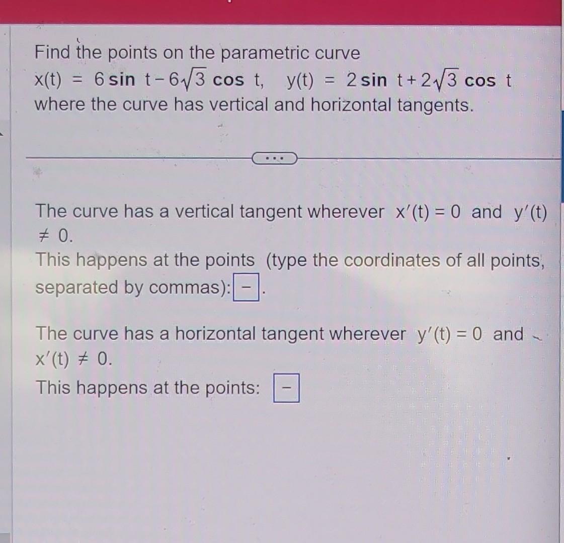 Solved Find the points on the parametric curve | Chegg.com