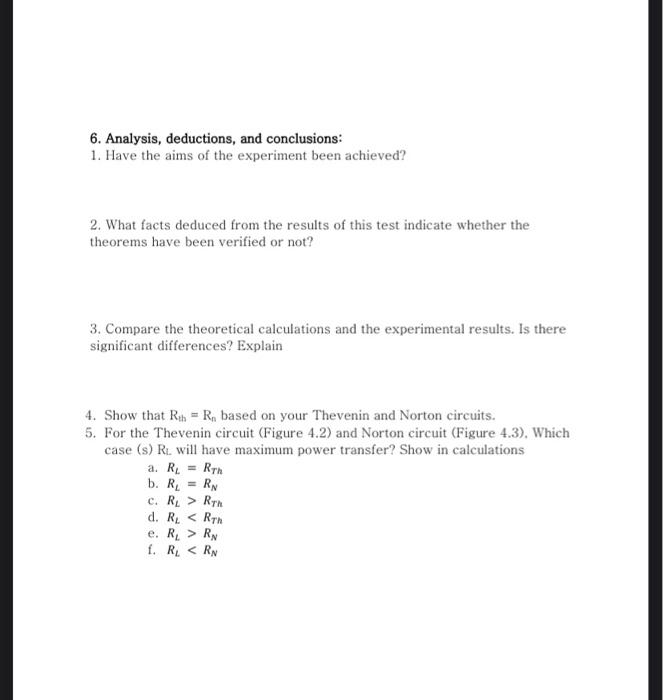 Solved Experiment #4 Thevenin's and Norton's theorems 1. | Chegg.com
