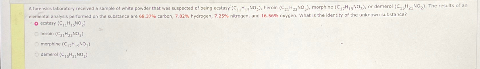Solved elemental analysis performed on the substance are | Chegg.com