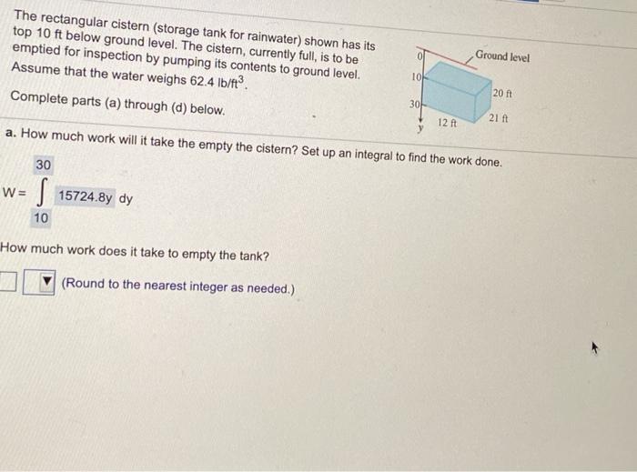 Solved The rectangular cistern (storage tank for rainwater) | Chegg.com