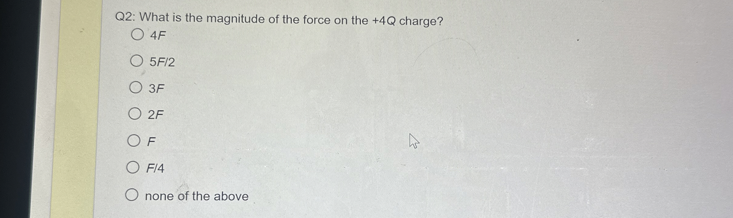 Solved Q2: What is the magnitude of the force on the +4Q | Chegg.com