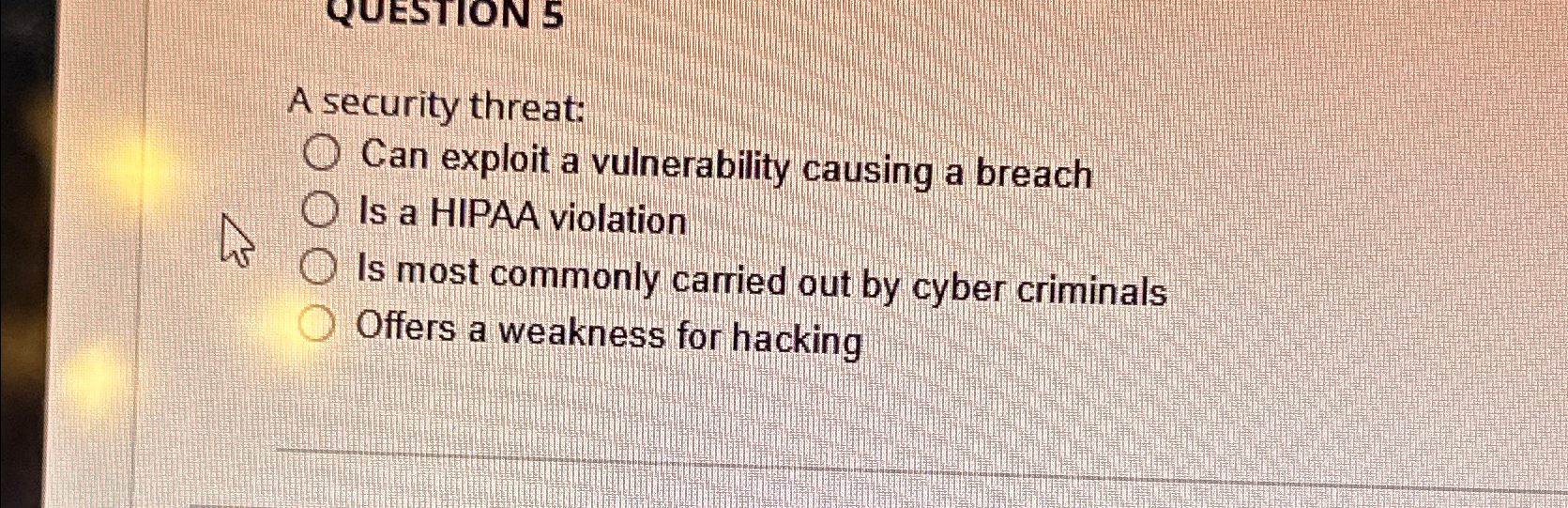 Solved A security threat:Can exploit a vulnerability causing | Chegg.com