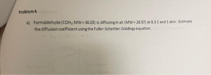 Solved Problem 4 a) Formaldehyde (COH; MW = 30.03) is | Chegg.com