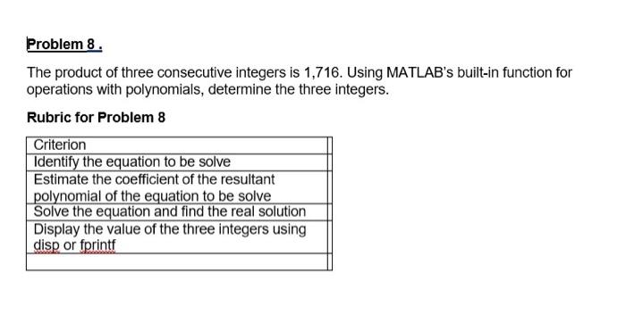 Solved Problem 8. The product of three consecutive integers | Chegg.com