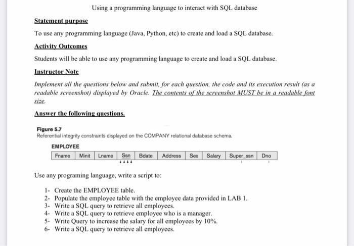 Solved database subject i need help to do this 6 steps , SQL | Chegg.com