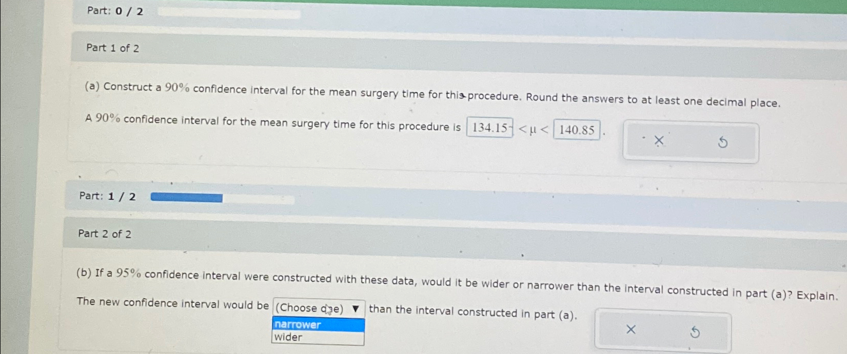 Solved Part: 02Part 1 ﻿of 2(a) ﻿Construct a 90% ﻿confidence | Chegg.com
