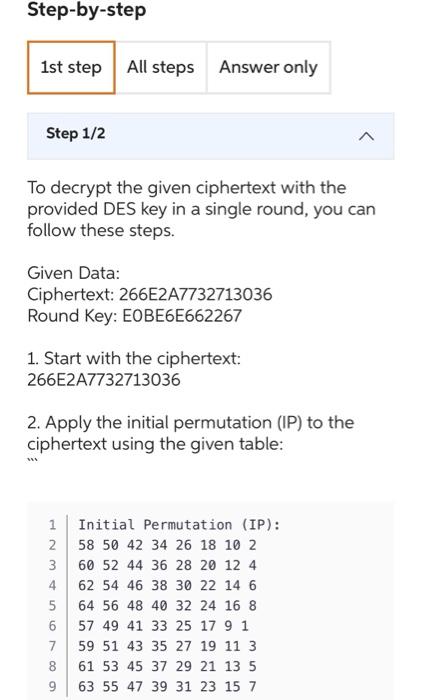 Solved Step 2: The input after IP will be spilt into two | Chegg.com