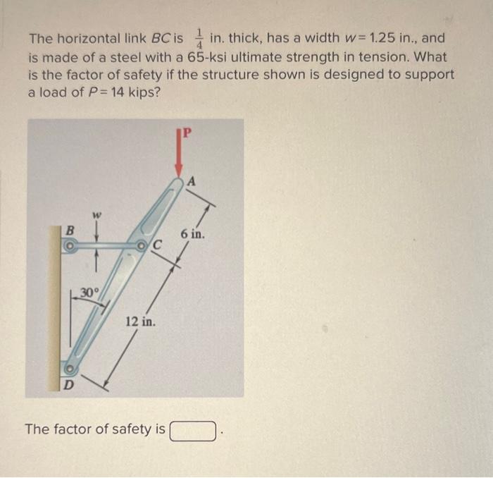 Solved The horizontal link BC is 41 in. thick, has a width | Chegg.com