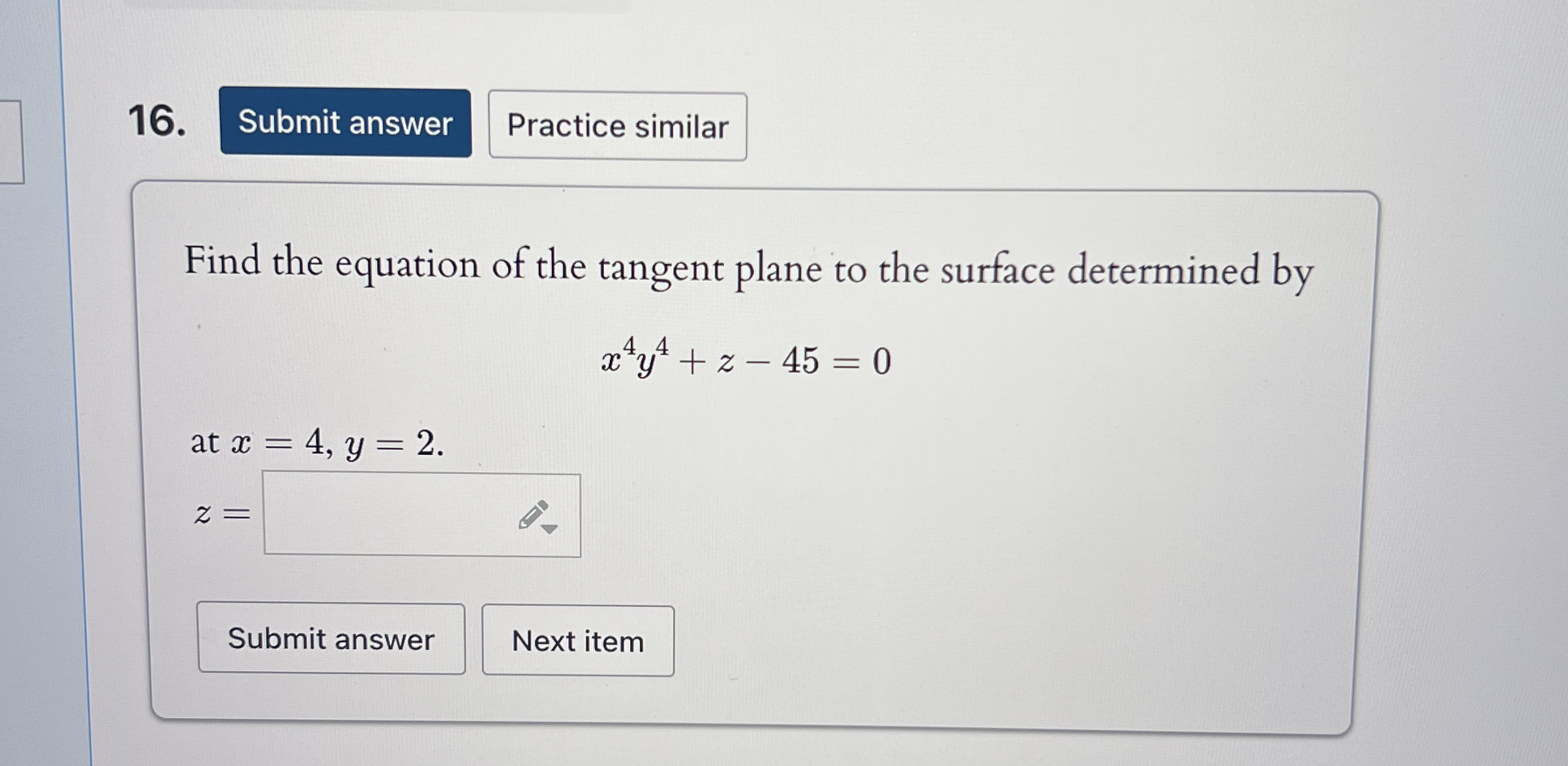 Solved Find the equation of the tangent plane to the surface | Chegg.com