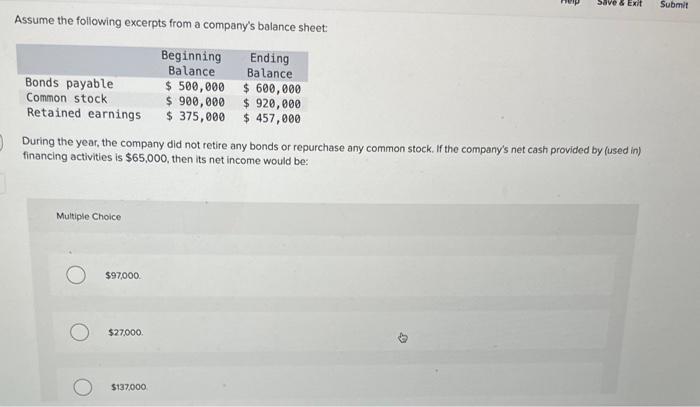 Solved Assume the following excerpts from a company's | Chegg.com
