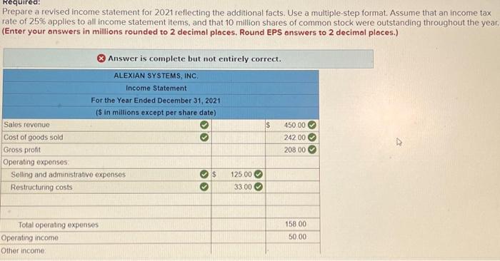 Solved Prepare a revised income statement for 2021 | Chegg.com Solved Prepare a revised income statement for 2021 | Chegg.com