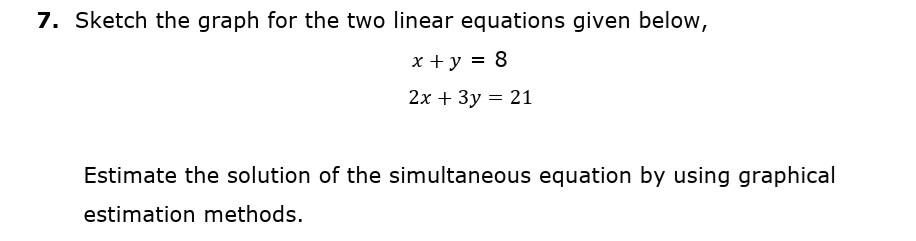 Solved 7. Sketch the graph for the two linear equations | Chegg.com