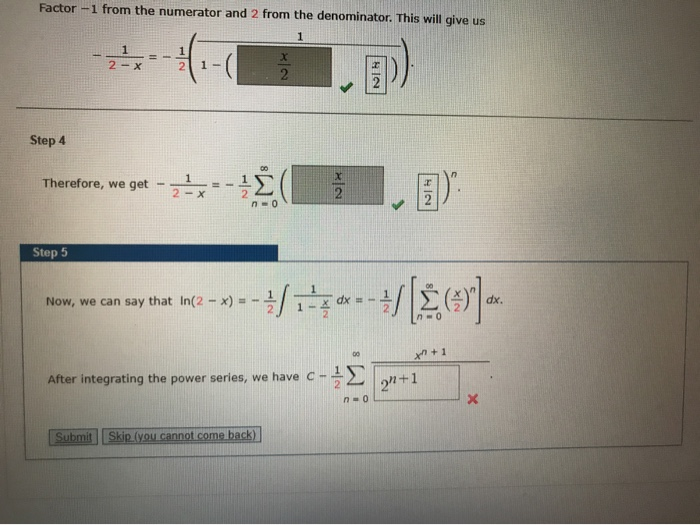 Solved Factor-1 from the numerator and 2 from the | Chegg.com