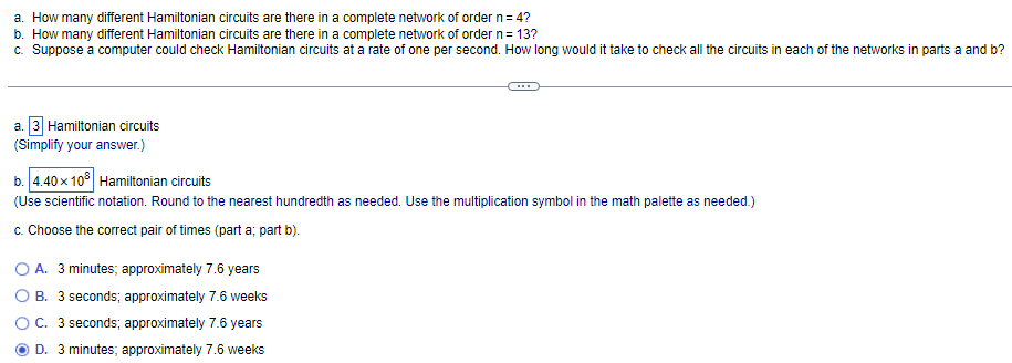 Solved a. ﻿How many different Hamiltonian circuits are there | Chegg.com