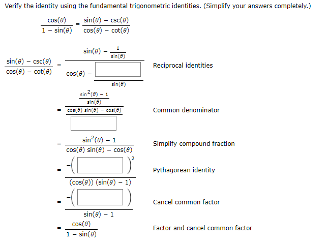 Solved Verify the identity using the fundamental | Chegg.com