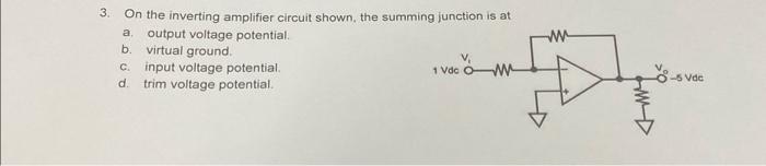 Solved 3. the invertinf amplifier circuit shown, the summing | Chegg.com