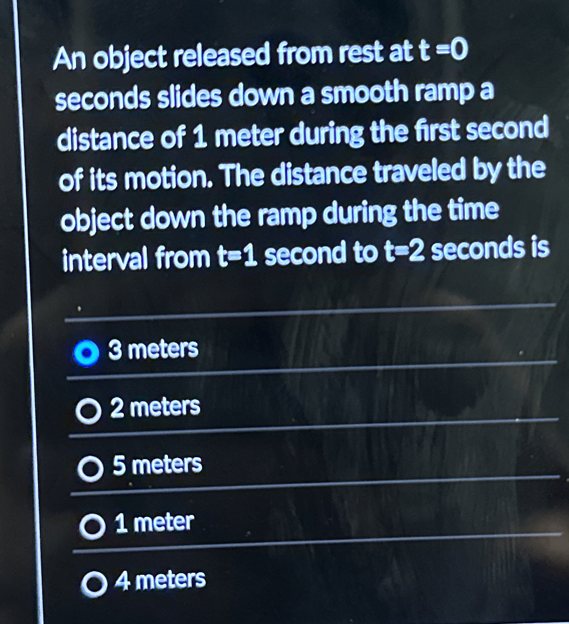 Solved An object released from rest at t=0 ﻿seconds slides | Chegg.com