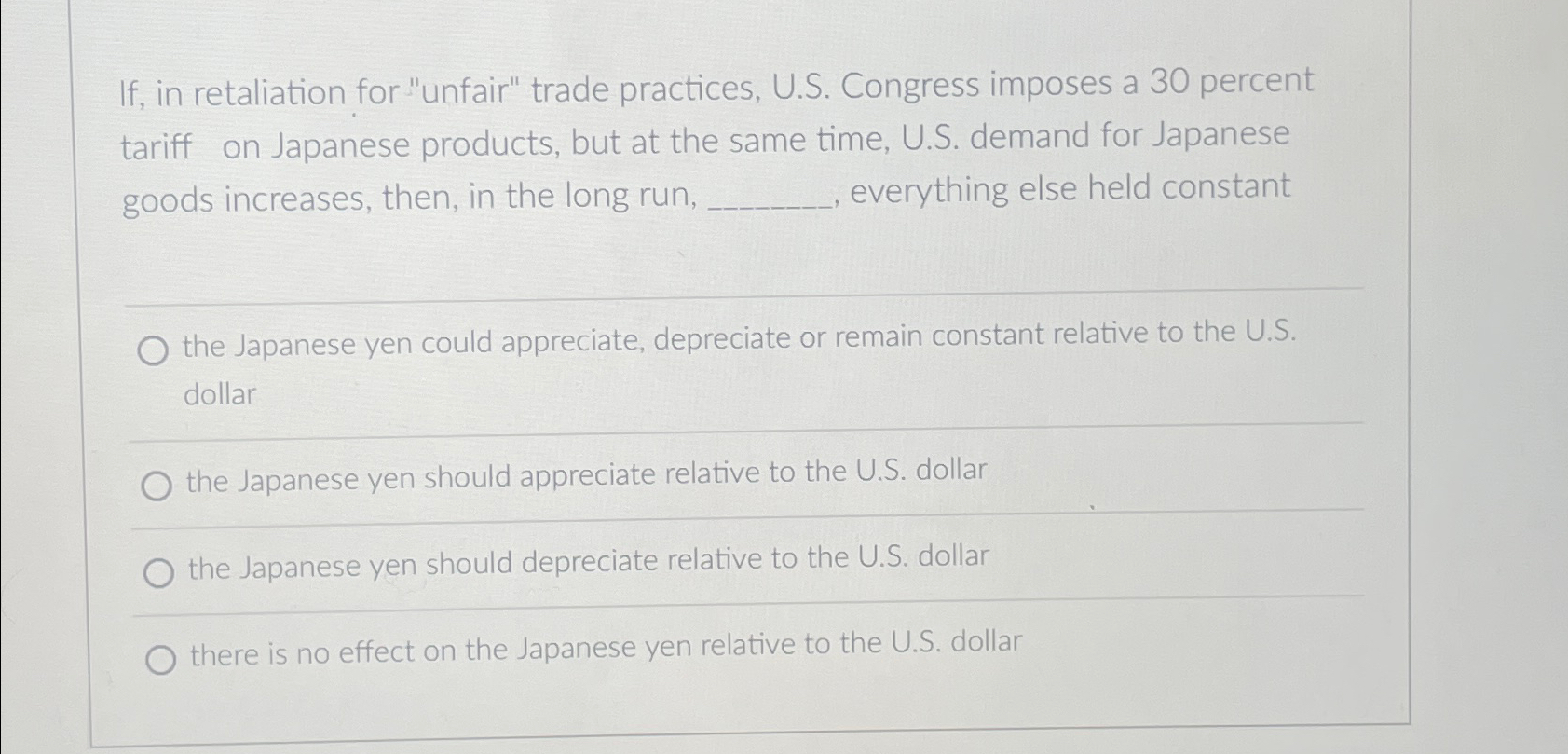 Solved If, ﻿in retaliation for "unfair" trade practices, | Chegg.com
