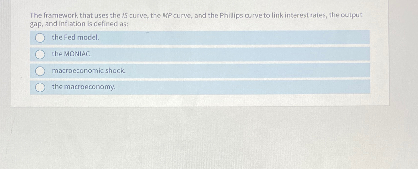 Solved The framework that uses the IS curve, the MP curve, | Chegg.com